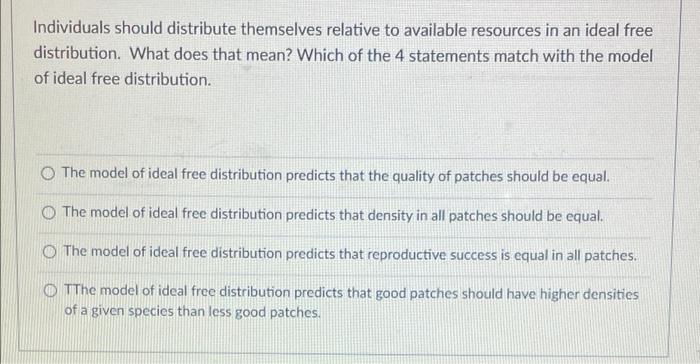 Solved Individuals should distribute themselves relative to | Chegg.com