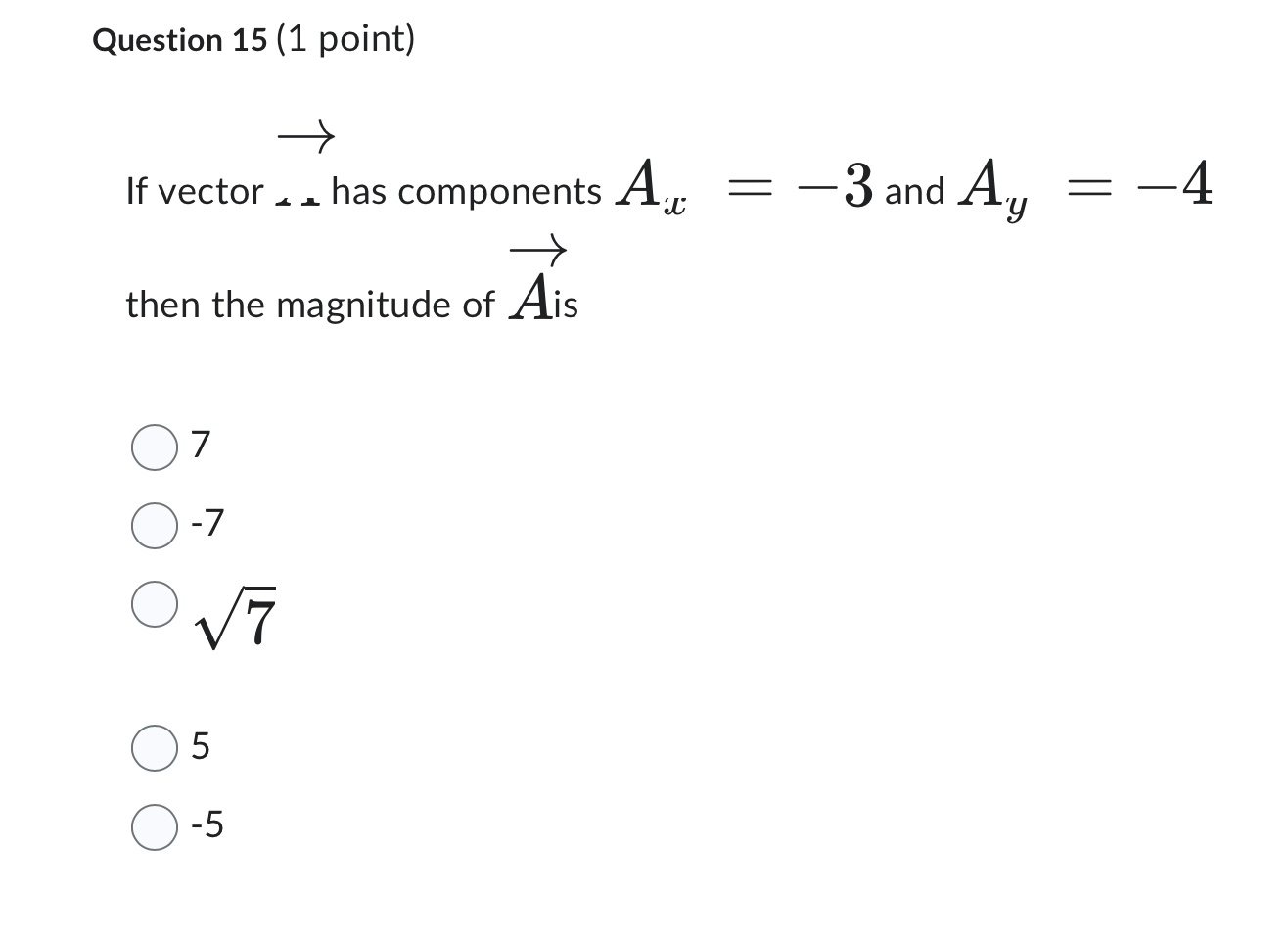 Solved Question 15 (1 ﻿point)→If vector dots has components | Chegg.com