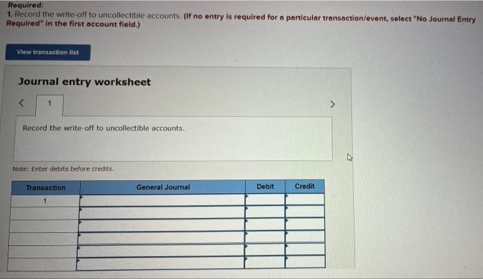 Solved Required: 1. Record the write-off to uncollectible | Chegg.com