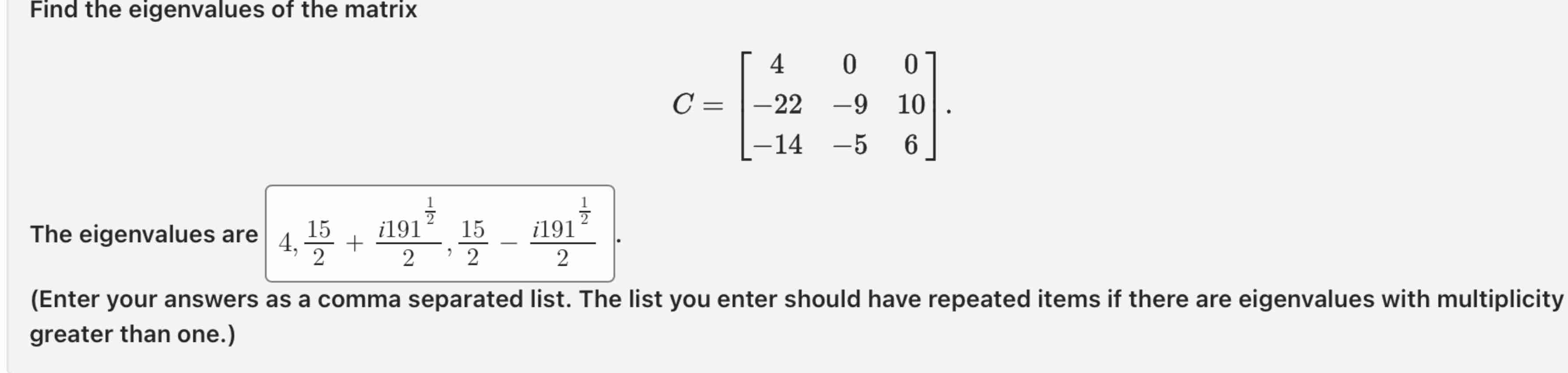 Solved Find the eigenvalues of ﻿the | Chegg.com
