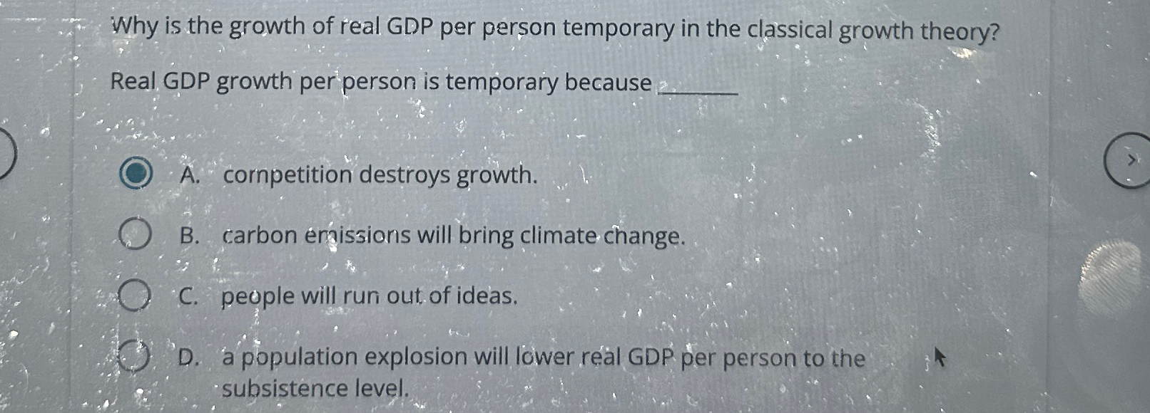 Solved Why is the growth of real GDP per person temporary in | Chegg.com