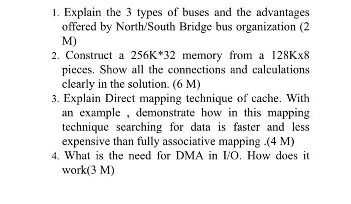 Solved 1. Explain the 3 types of buses and the advantages | Chegg.com