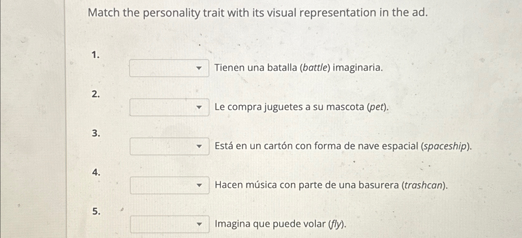 Solved Match the personality trait with its visual | Chegg.com