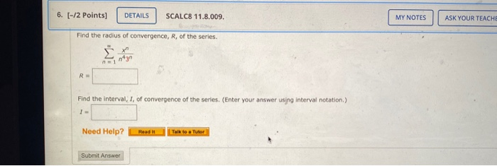 Solved 6. [-12 Points] DETAILS SCALC8 11.8.009. MY NOTES ASK | Chegg.com