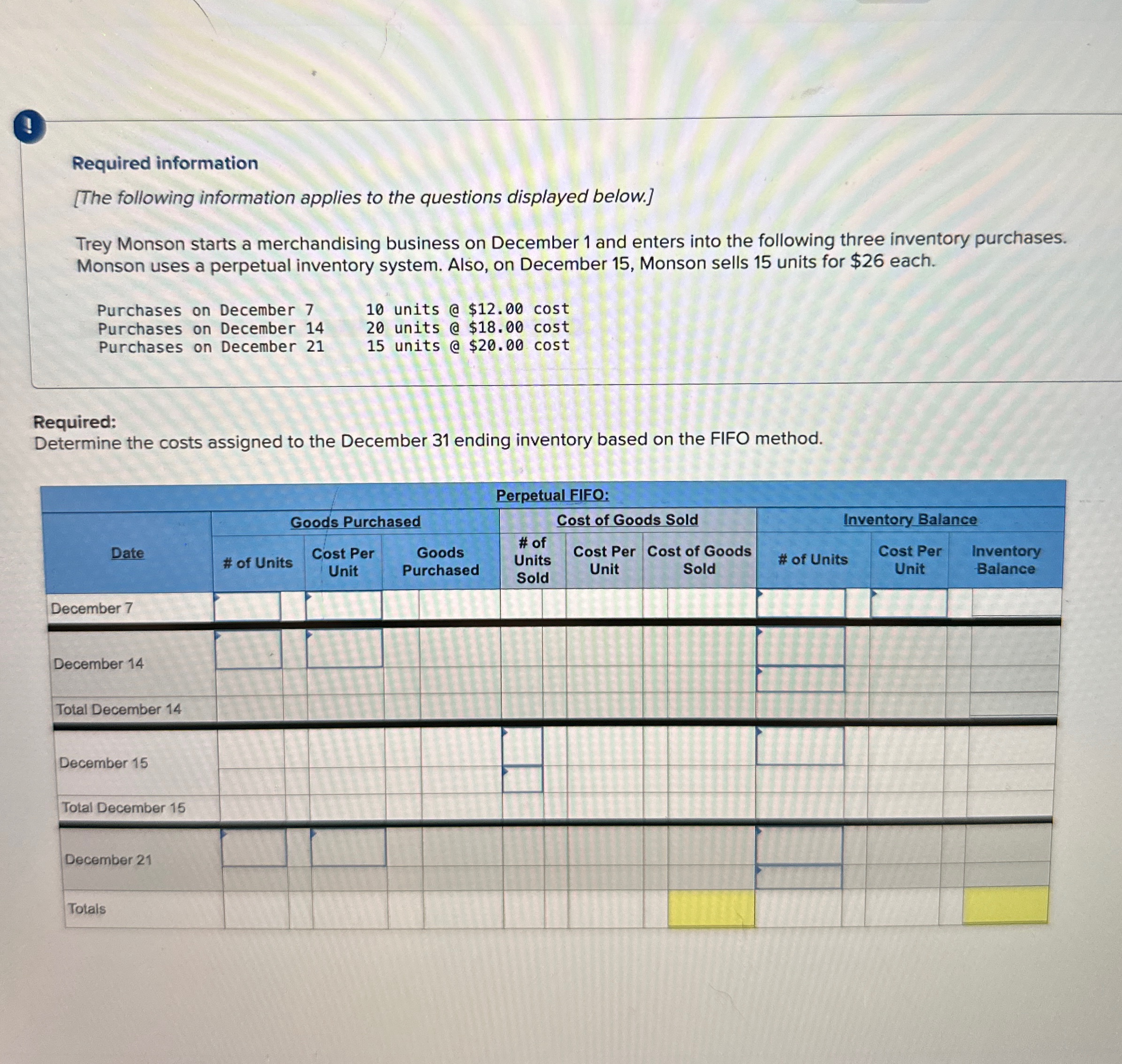 Solved Required information[The following information | Chegg.com