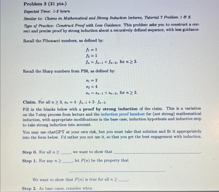 Solved Problem 3 (21 pts.) Expected Time: 1 -2 hours. | Chegg.com
