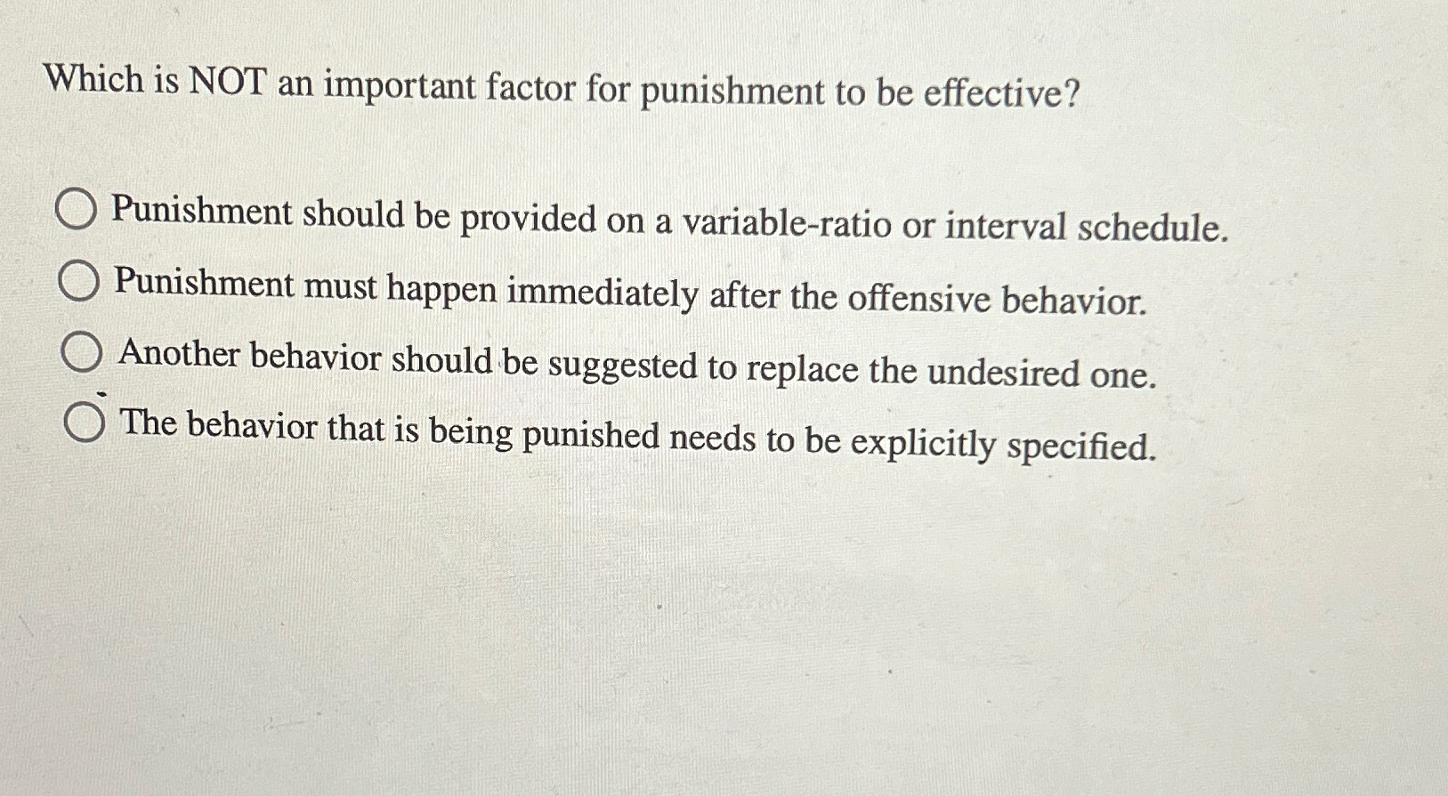 Solved Which is NOT an important factor for punishment to be | Chegg.com