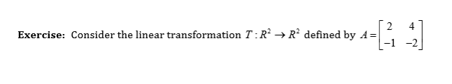 Solved Exercise: Consider the linear transformation T:R2→R2 | Chegg.com