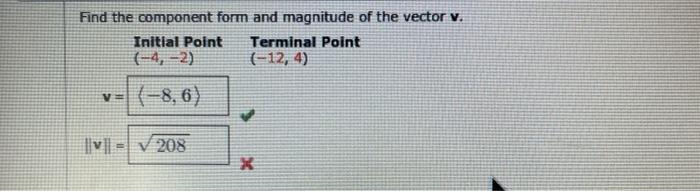 Solved Find the component form and magnitude of the vector | Chegg.com