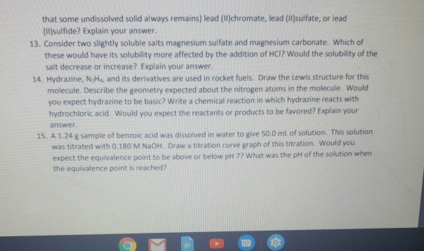 Solved that some undissolved solid always remains) lead | Chegg.com