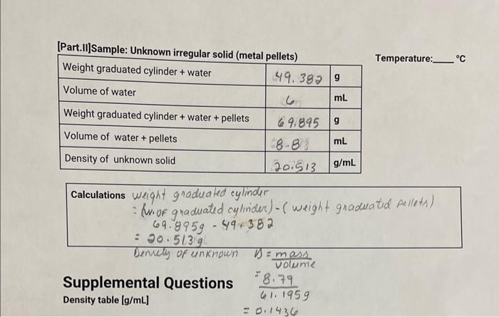 Solved 9) Using the calculated density of the metal pellets | Chegg.com