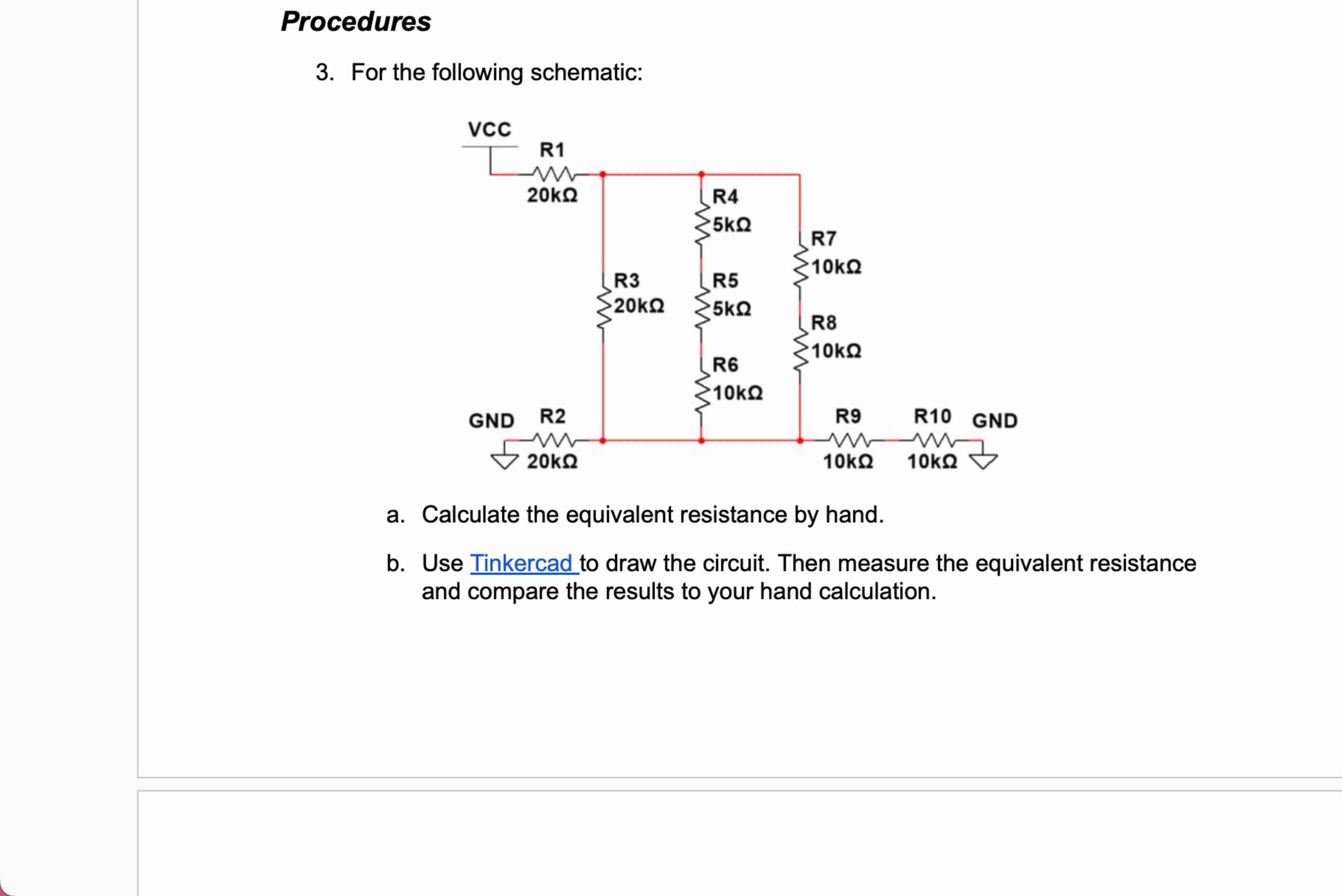 Solved For the following schematic: a. ﻿Calculate the | Chegg.com