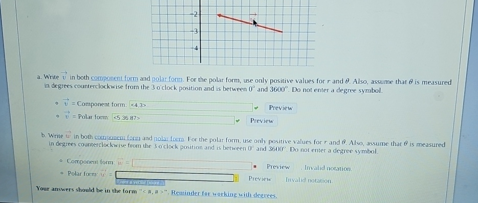 a. ﻿Write vec(v) ﻿in both component form and polar | Chegg.com