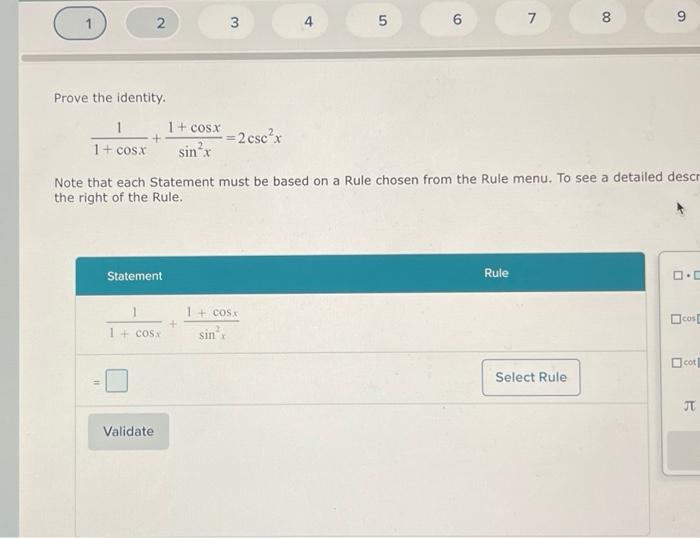 Solved Prove the identity. 1+cosx1+sin2x1+cosx=2csc2x Note | Chegg.com