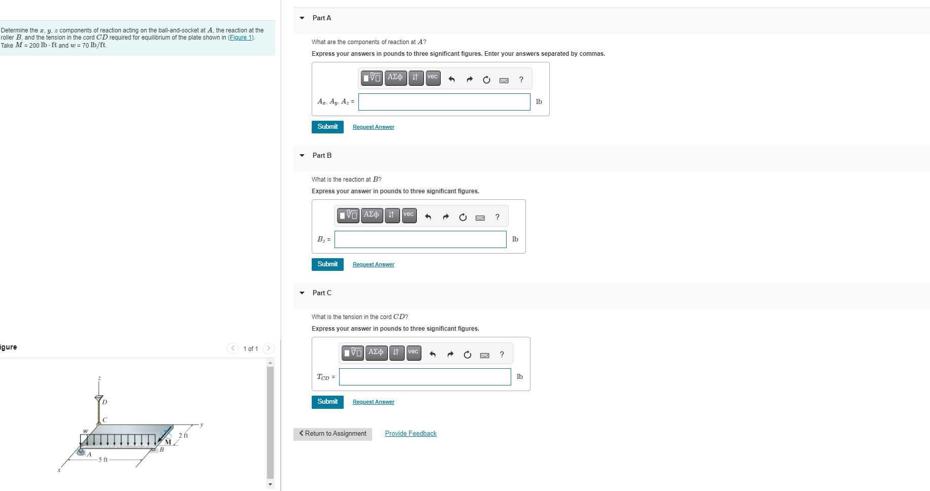 Solved Determine the x,y,z ﻿components of reaction acting on | Chegg.com