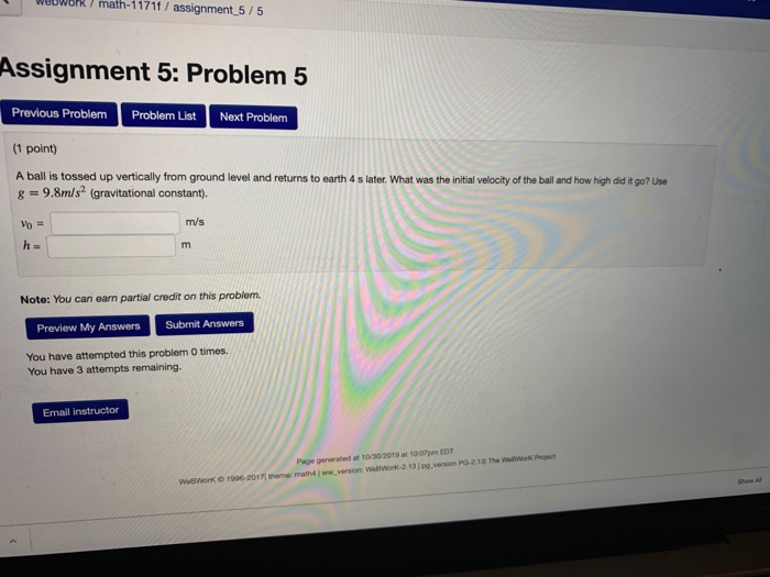 Solved WeWork / math-1171f/ assignment 5/5 Assignment 5: | Chegg.com