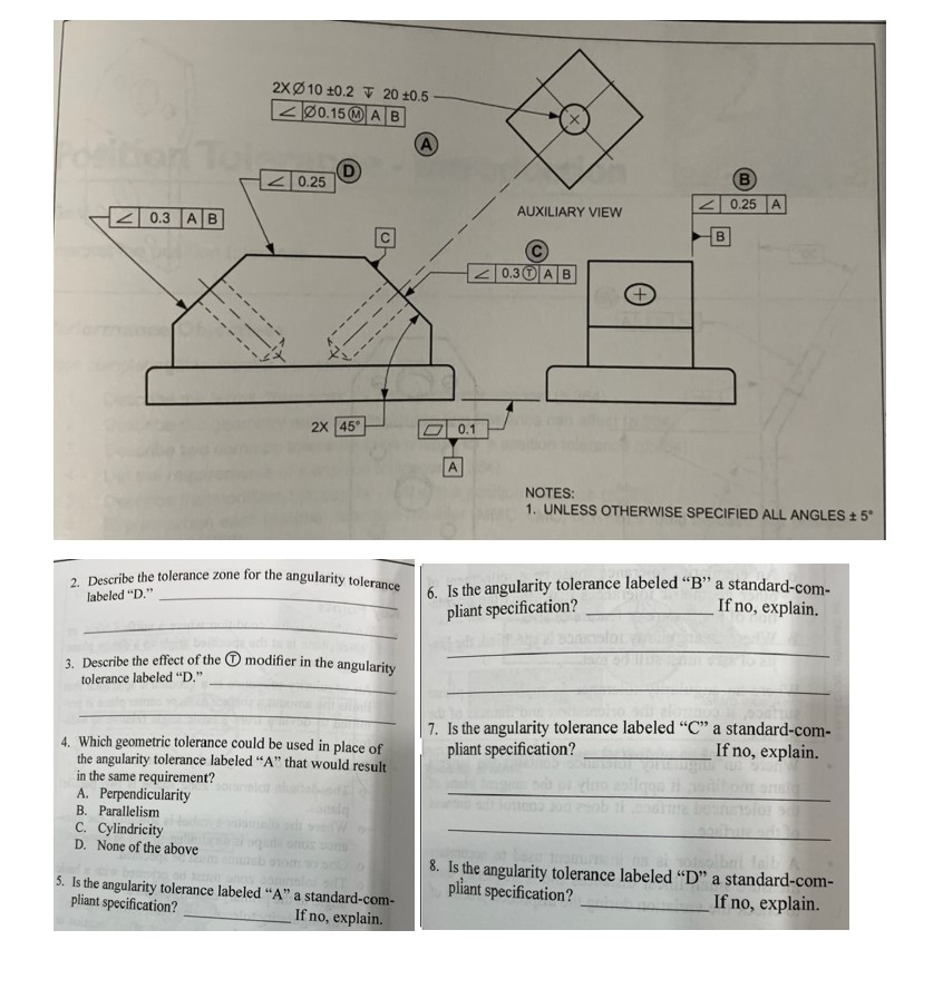 2. ﻿Describe the tolerance zone for the angularity | Chegg.com