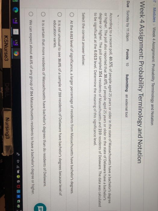 Solved 7 Modules > Week 4 Assignment: Probability | Chegg.com