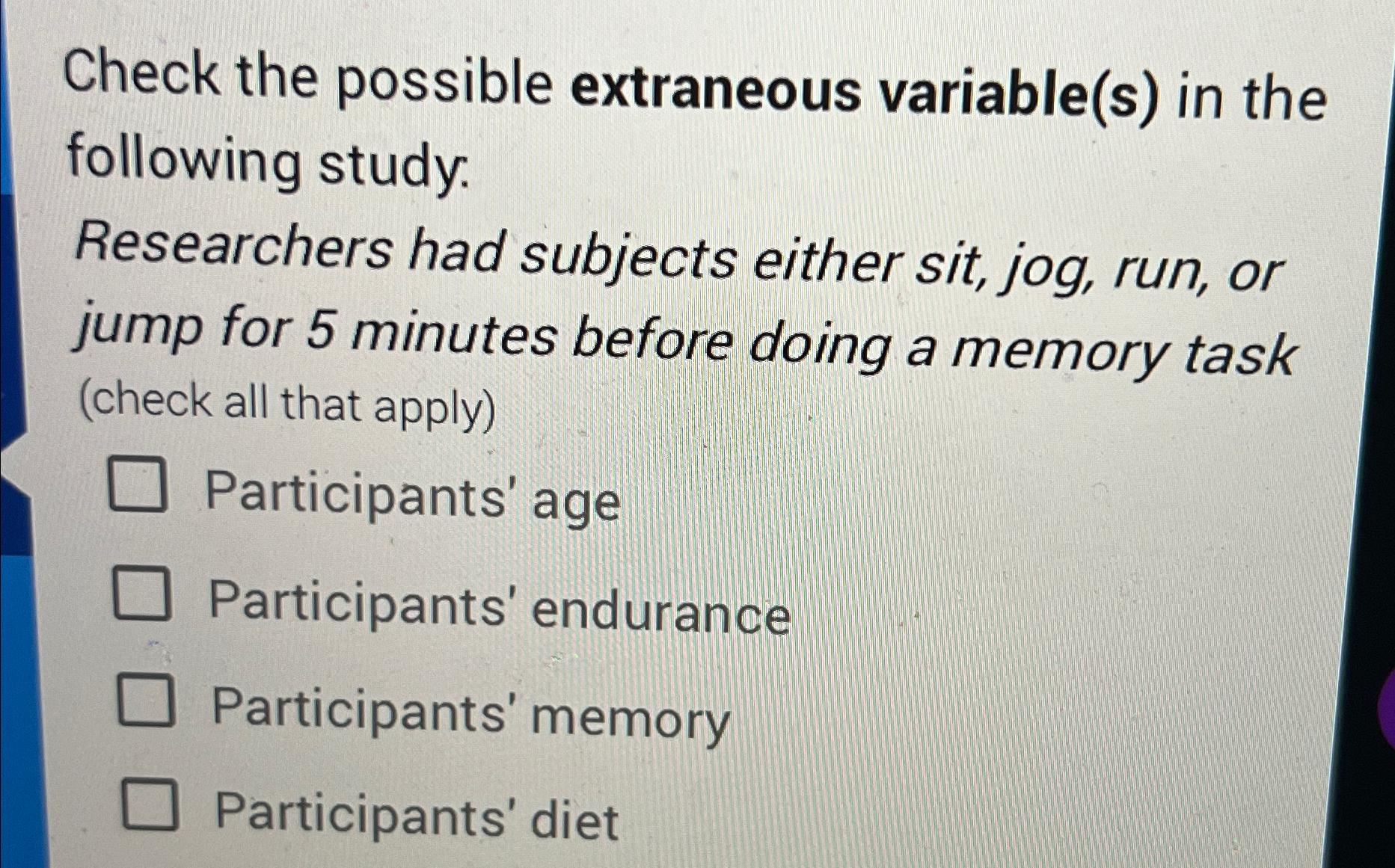 Solved Check the possible extraneous variable(s) ﻿in the | Chegg.com