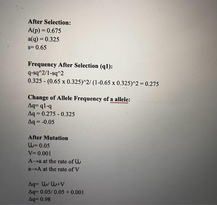 Solved 5. Calculate the change in f(A) [The forward mutation | Chegg.com