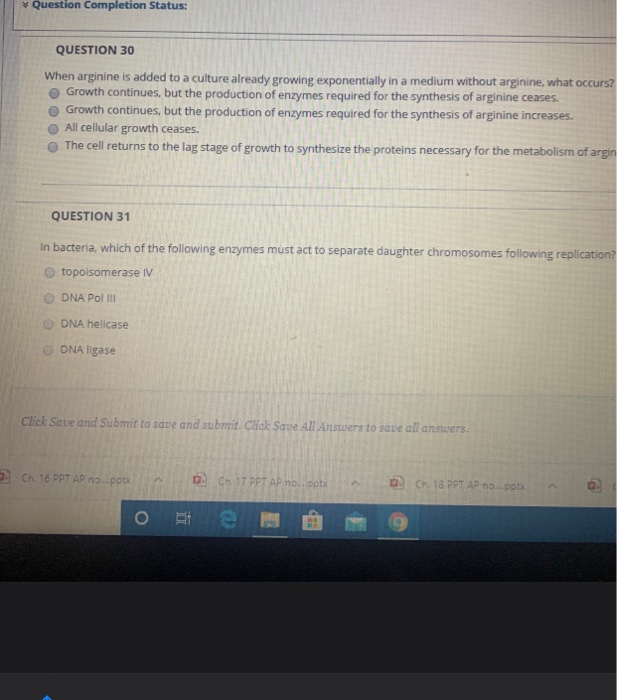 Solved Question Completion Status: QUESTION 30 When arginine | Chegg.com