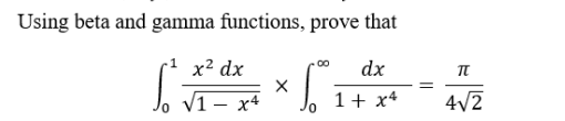Solved Using beta and gamma functions, prove | Chegg.com
