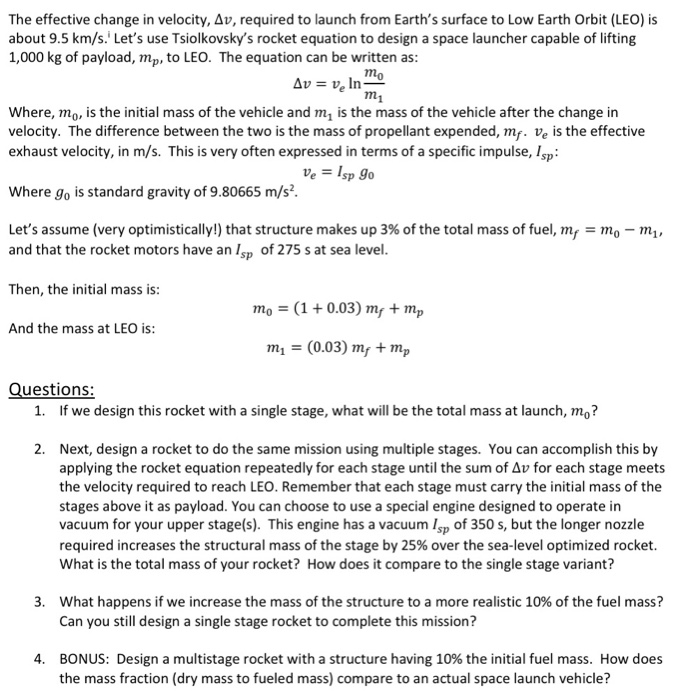 Solved The effective change in velocity, Av, required to | Chegg.com