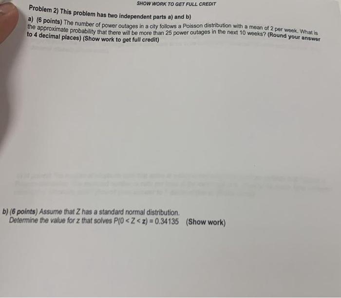 Solved SHOW WORK TO GET FULL CREDIT Problem 2) This problem | Chegg.com