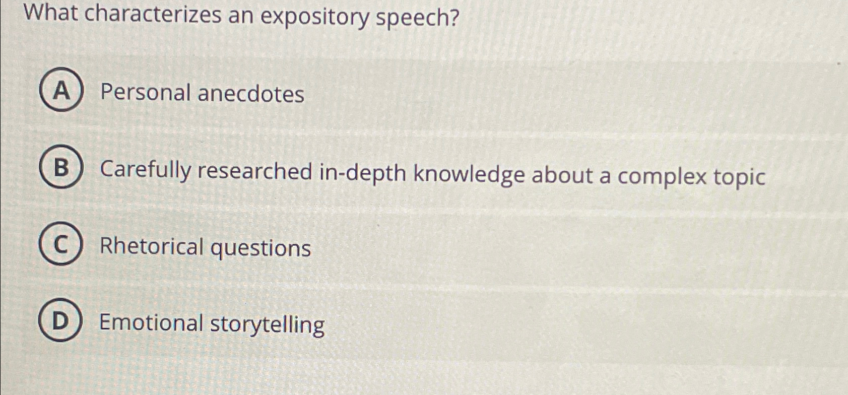 Solved What characterizes an expository speech?Personal | Chegg.com