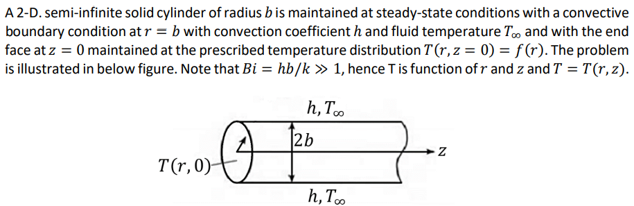 Solved A 2-D. ﻿semi-infinite solid cylinder of radius b ﻿is | Chegg.com