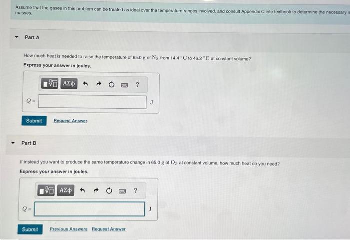 Solved Assume that the gases in this problem can be treated | Chegg.com