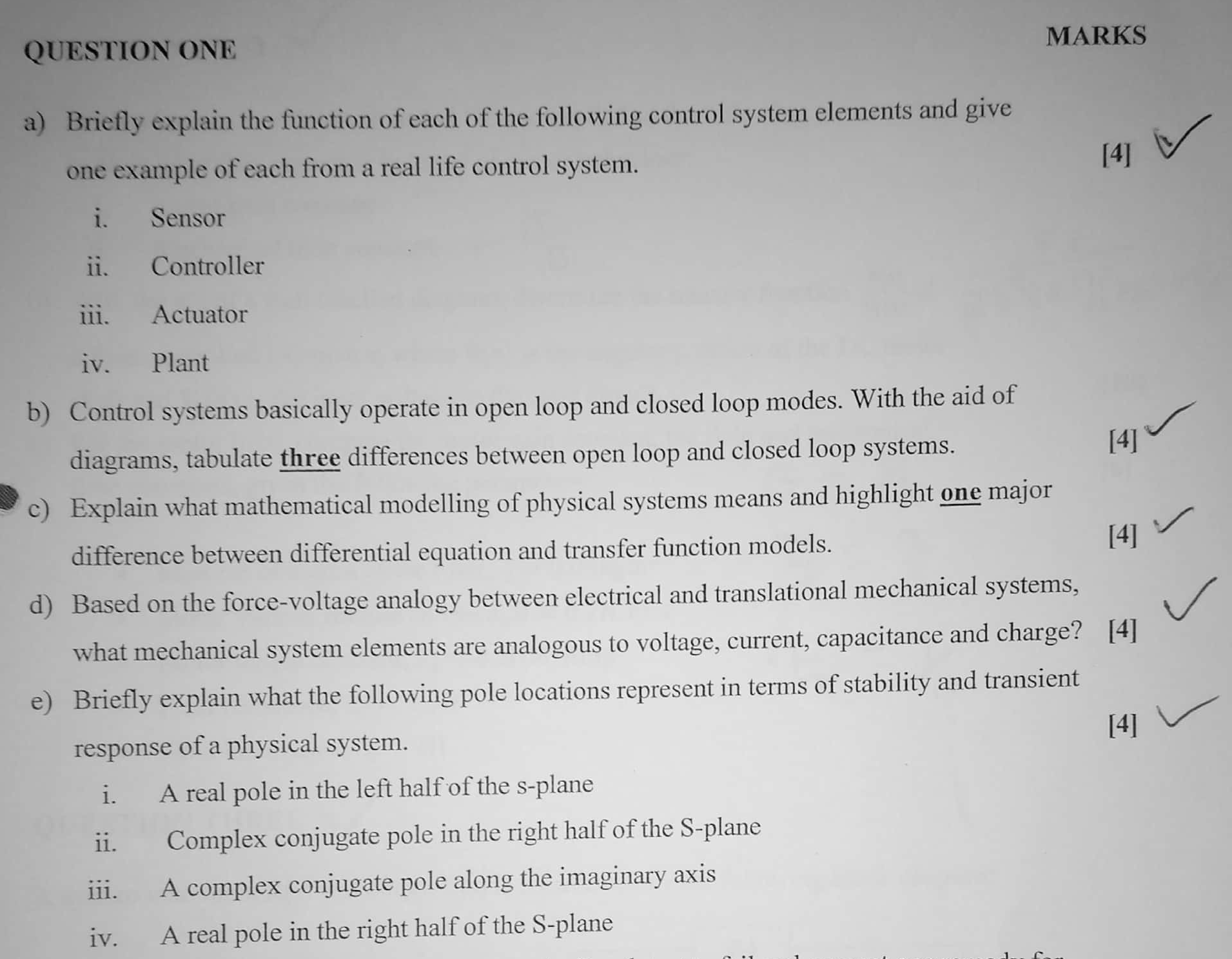 Solved QUESTION ONEa) ﻿Briefly explain the function of each | Chegg.com