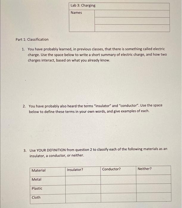 Solved Part 1; Classification 1. You have probably learned, | Chegg.com