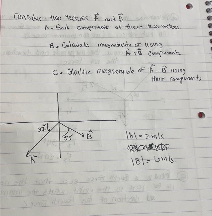 Solved Consider two vecturs A and B A. Find component of | Chegg.com