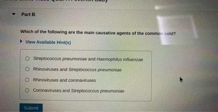 Solved Which of the following are the main causative agents | Chegg.com
