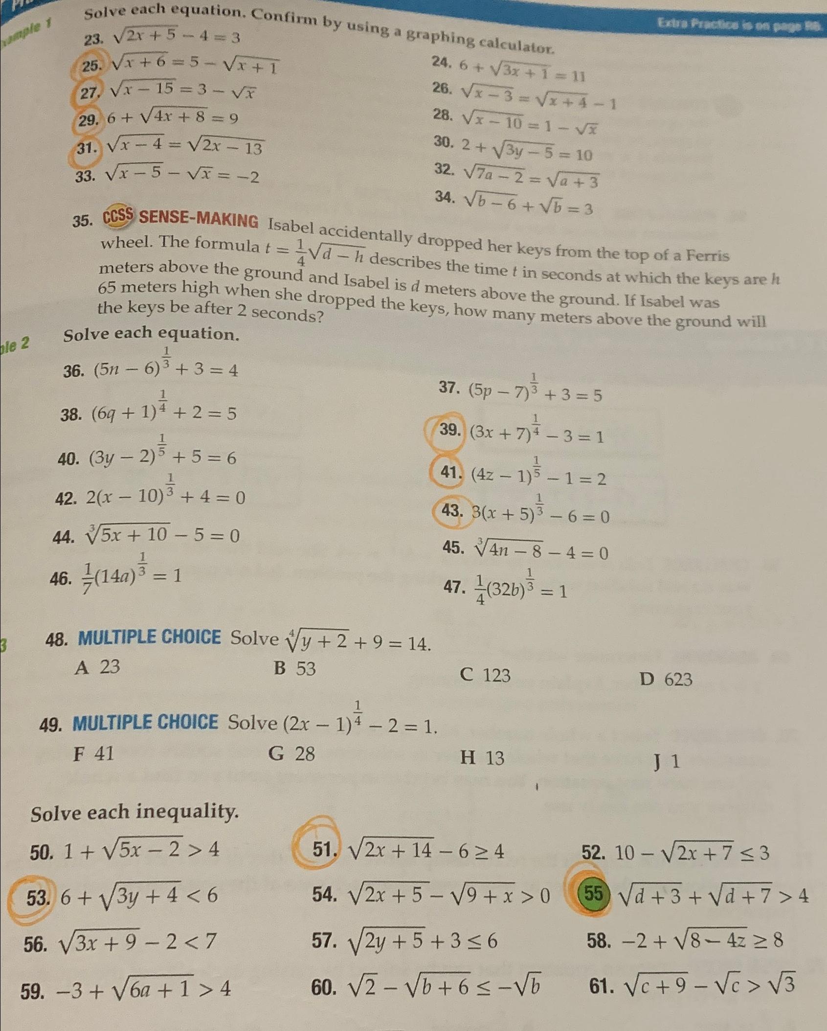 Solved Solve each equation. Confirm by using a graphing | Chegg.com