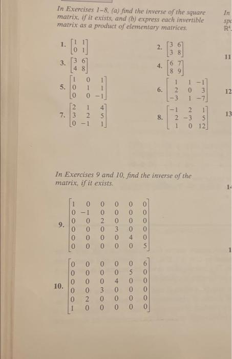 Solved In Exercises 1-8, (a) find the inverse of the square | Chegg.com