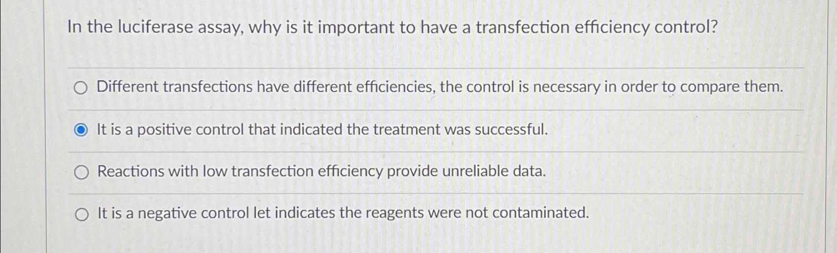Solved In the luciferase assay, why is it important to have | Chegg.com