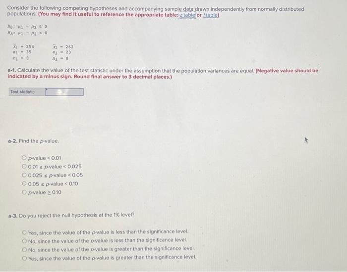 Solved b-4. Interpret the results at α=0.01. We conclude | Chegg.com