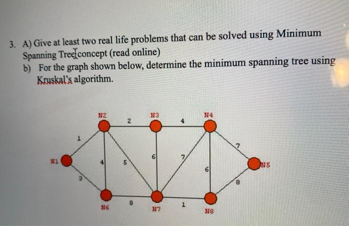 Solved 3. A) Give at least two real life problems that can | Chegg.com