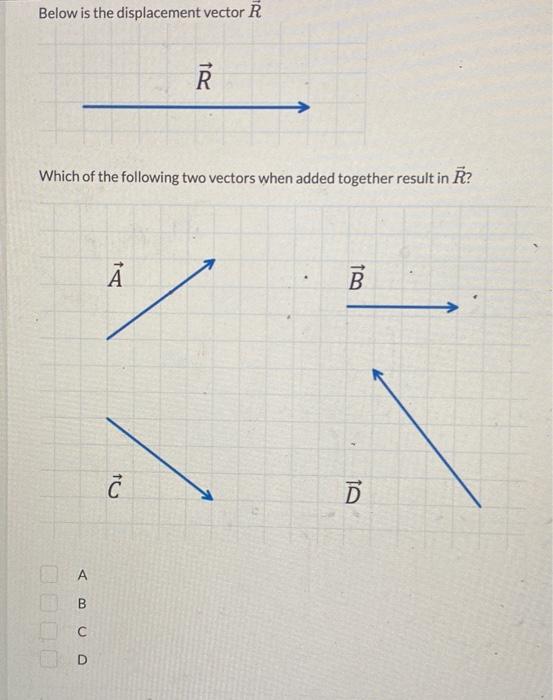 Solved Below is the displacement vector R Which of the | Chegg.com