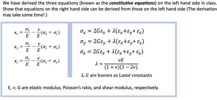 Solved We have derived the three equations (known as the | Chegg.com