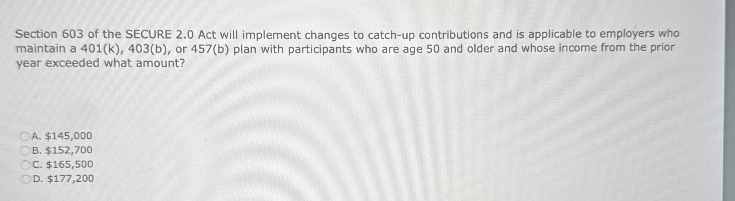 Solved Section 603 ﻿of the SECURE 2.0 ﻿Act will implement | Chegg.com