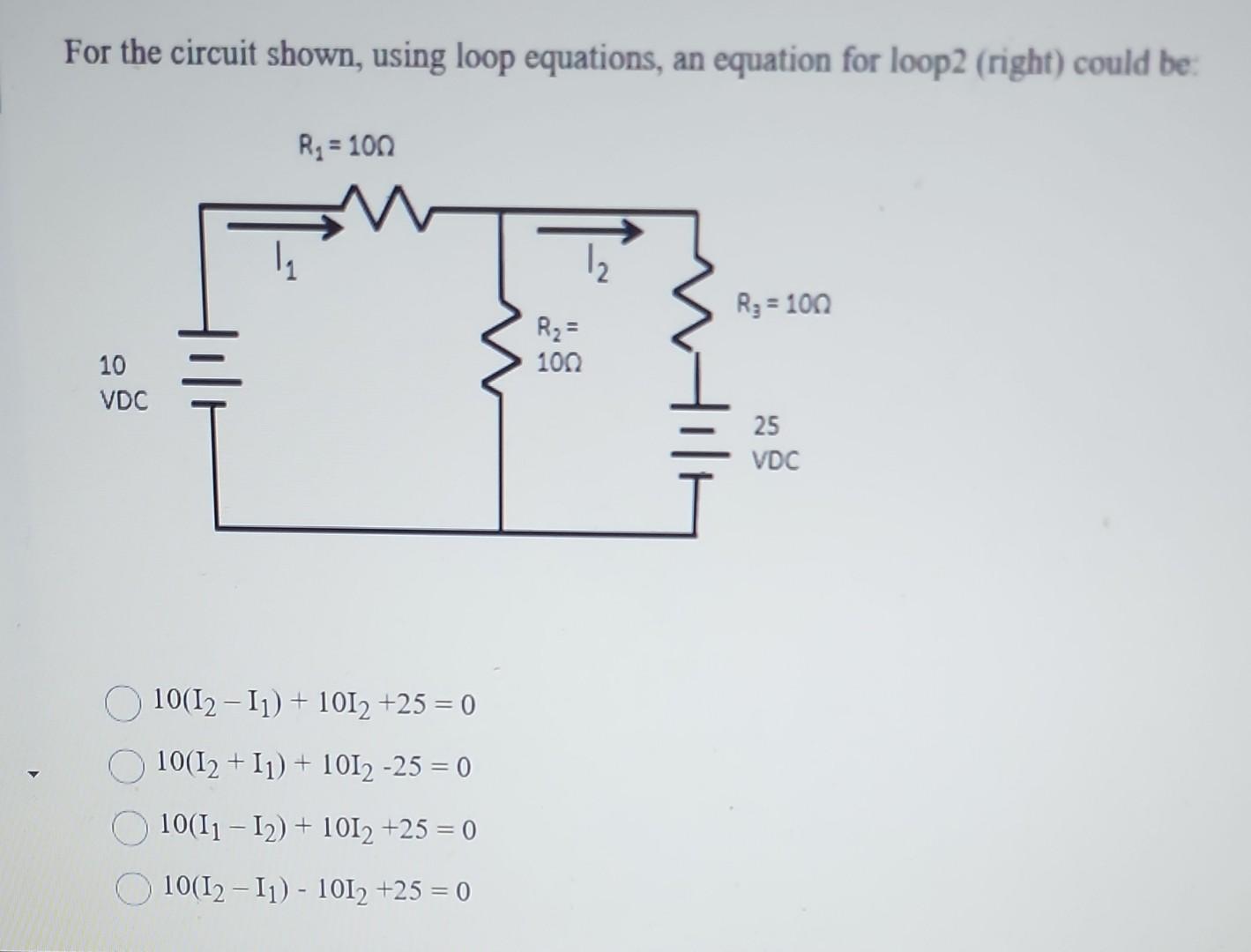 Solved For The Circuit Shown Using Loop Equations An 2947