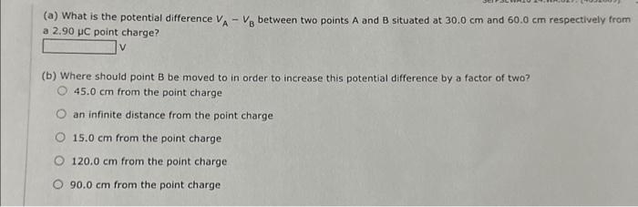 Solved (a) What is the potential difference VA−VB between | Chegg.com