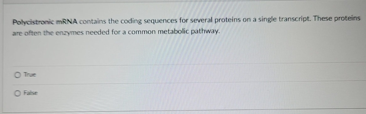 Solved Polycistronic mRNA contains the coding sequences for | Chegg.com