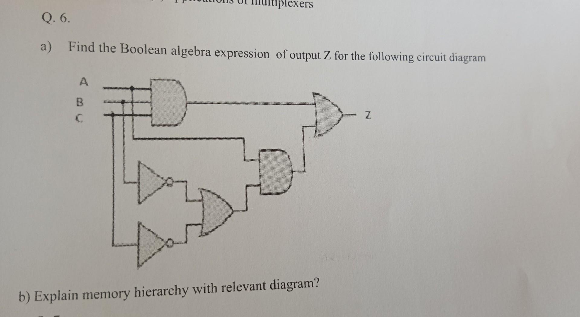 Solved A Find The Boolean Algebra Expression Of Output Z 4755