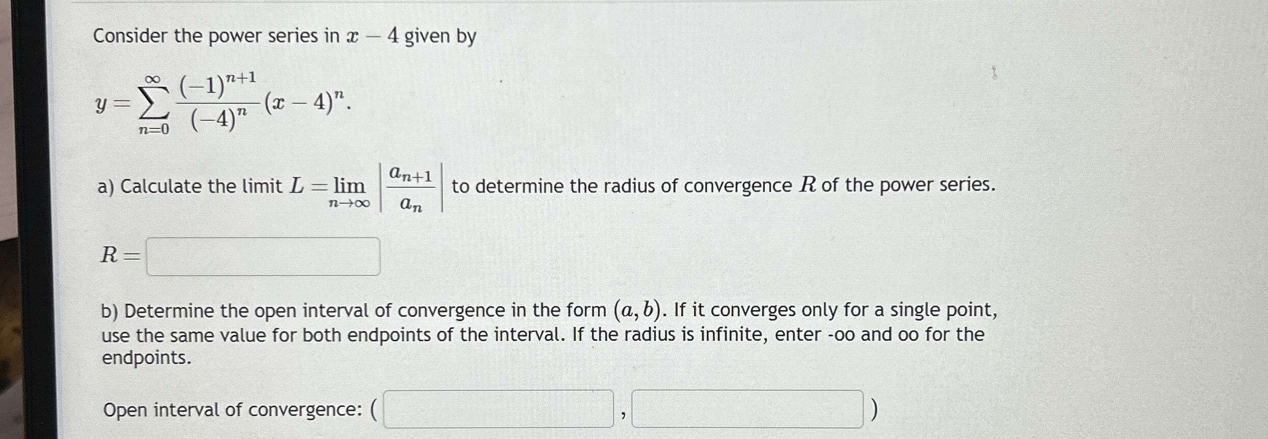 Solved Consider the power series in x-4 ﻿given | Chegg.com