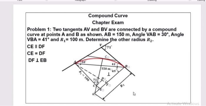 Solved Compound Curve Chapter Exam Problem 1: Two tangents | Chegg.com