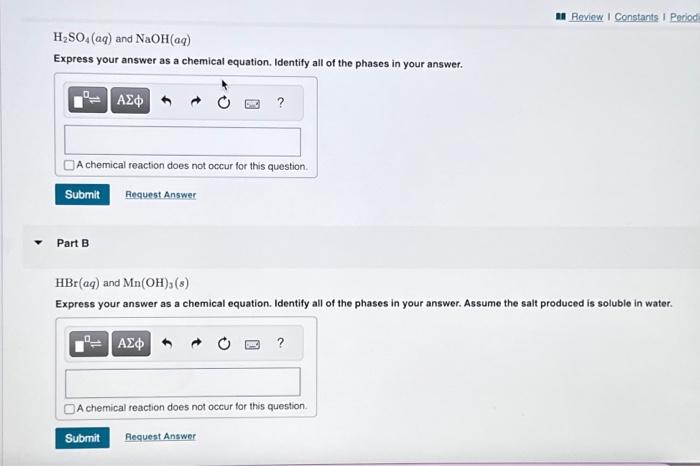 Solved H2SO4(aq) and NaOH(aq) Express your answer as a | Chegg.com